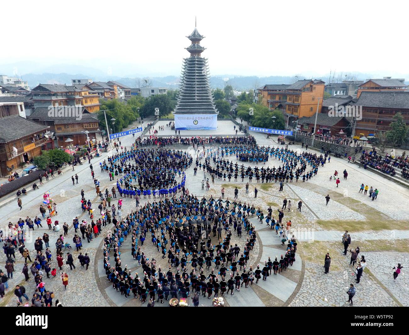 Chinese people of Dong ethnic group dressed in traditional silver ...