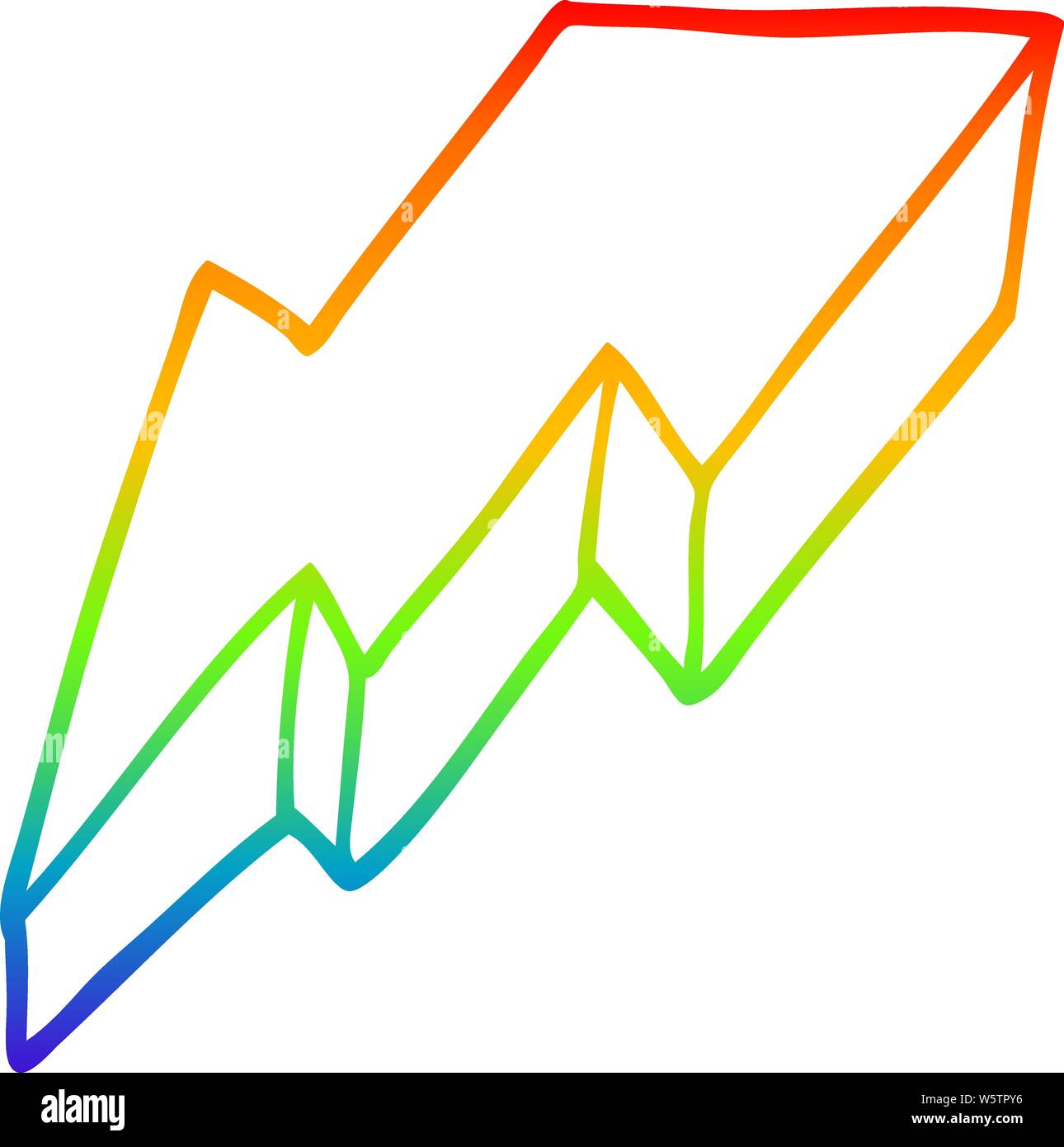 rainbow gradient line drawing of a cartoon decorative lightning bolt ...