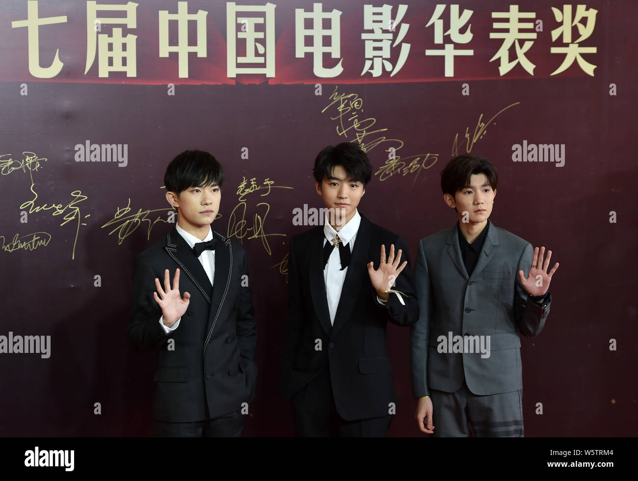(From left) Jackson Yee or Yi Yangqianxi, Karry Wang or Wang Junkai, and Roy Wang or Wang Yuan ...