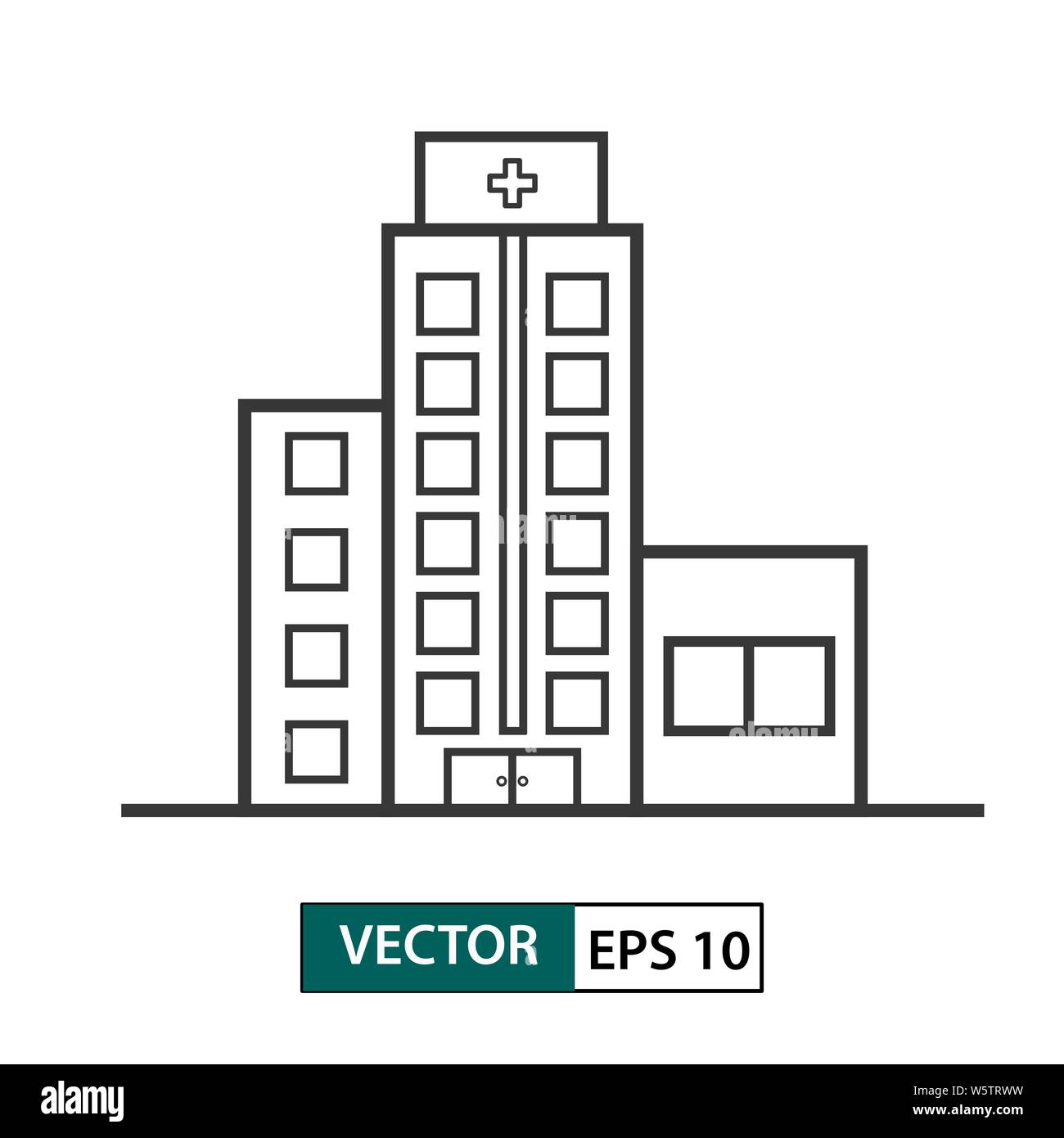 Hospital building icon. Outline style. Isolated on white background ...