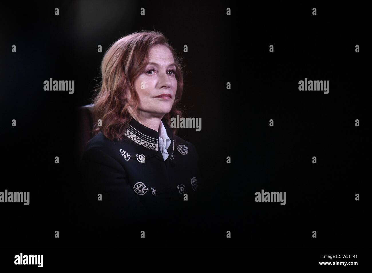 French actress Isabelle Huppert attends a dialogue during the first ...