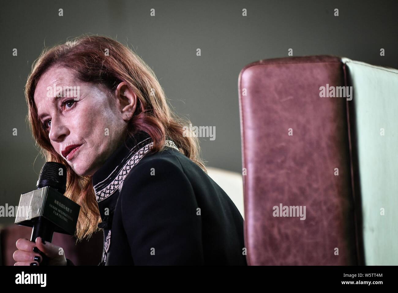 French actress Isabelle Huppert attends a dialogue during the first ...