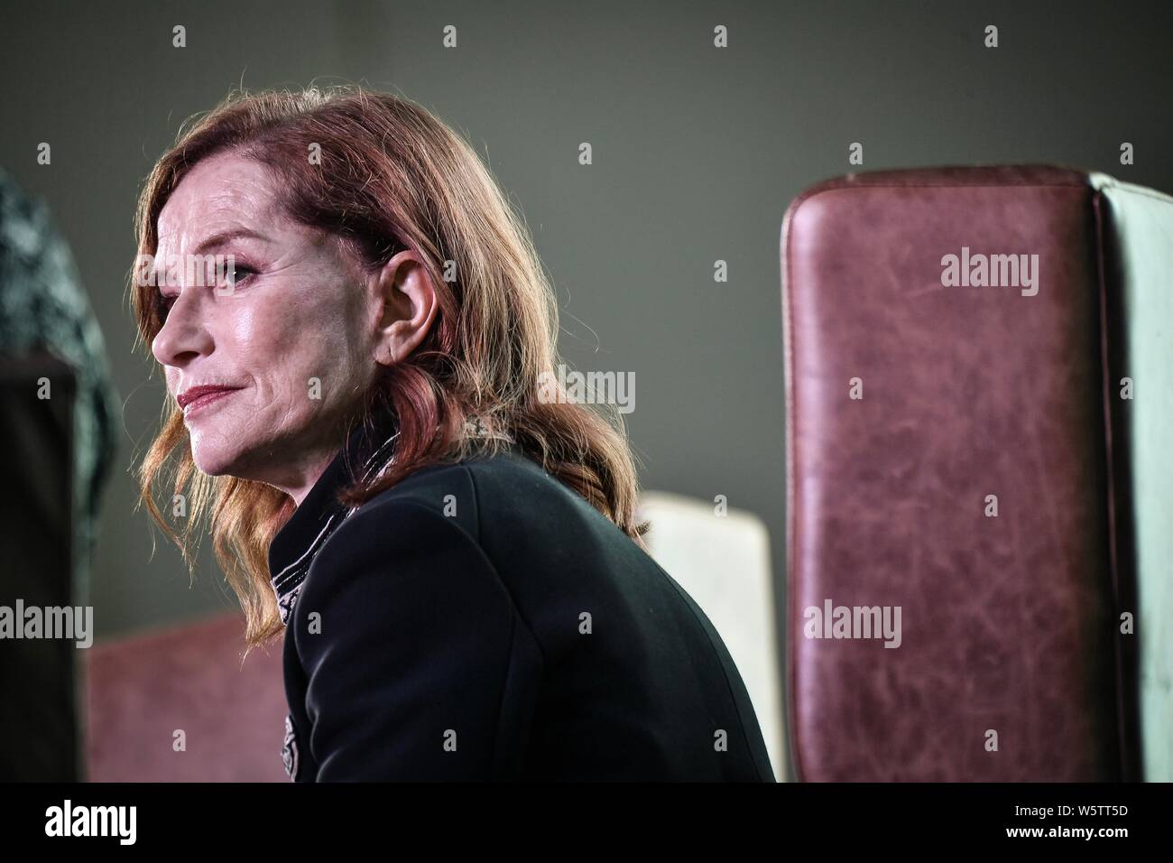 French actress Isabelle Huppert attends a dialogue during the first ...