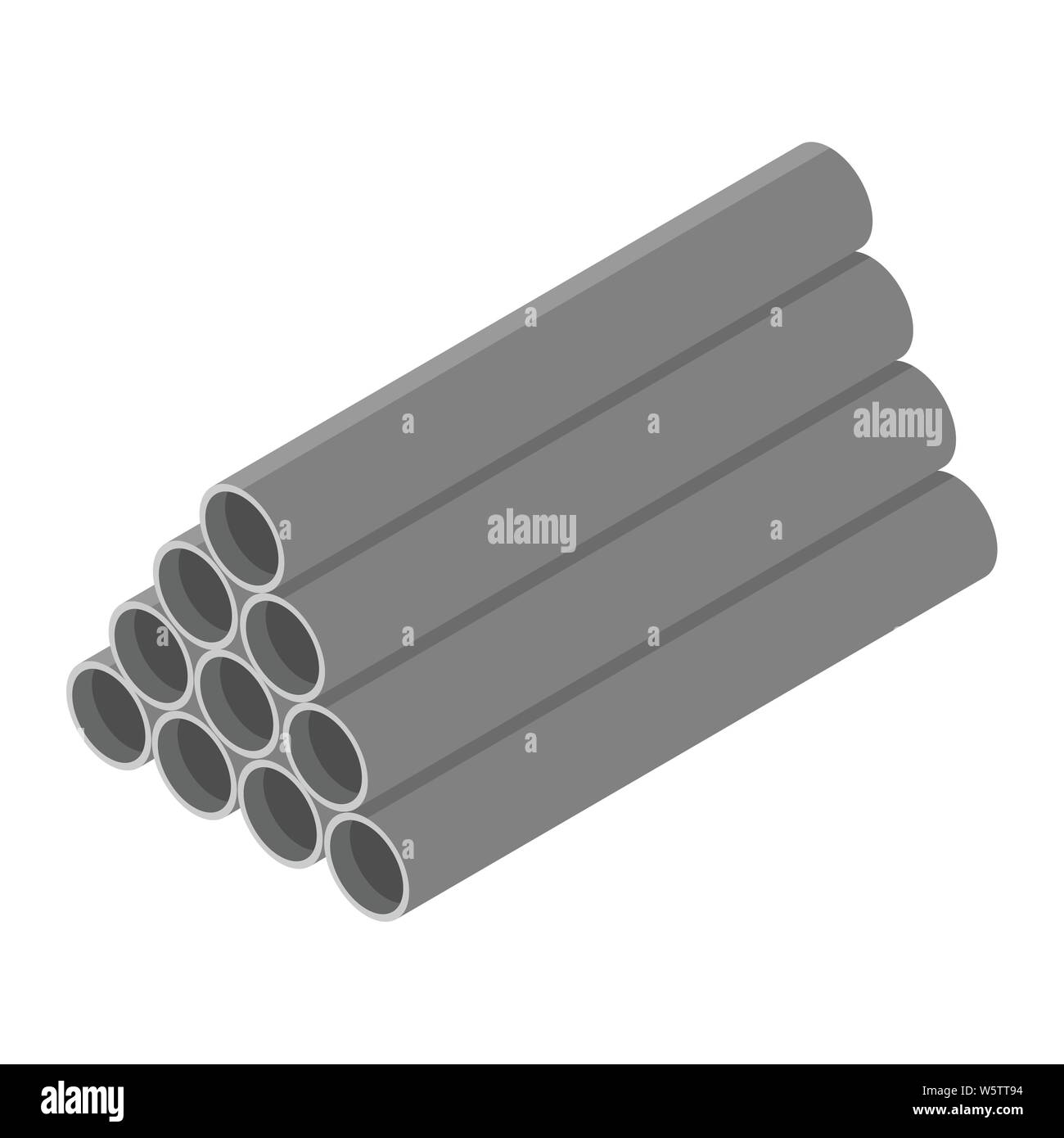 Stacked grey pvc pipes isolated on white background isometric view ...