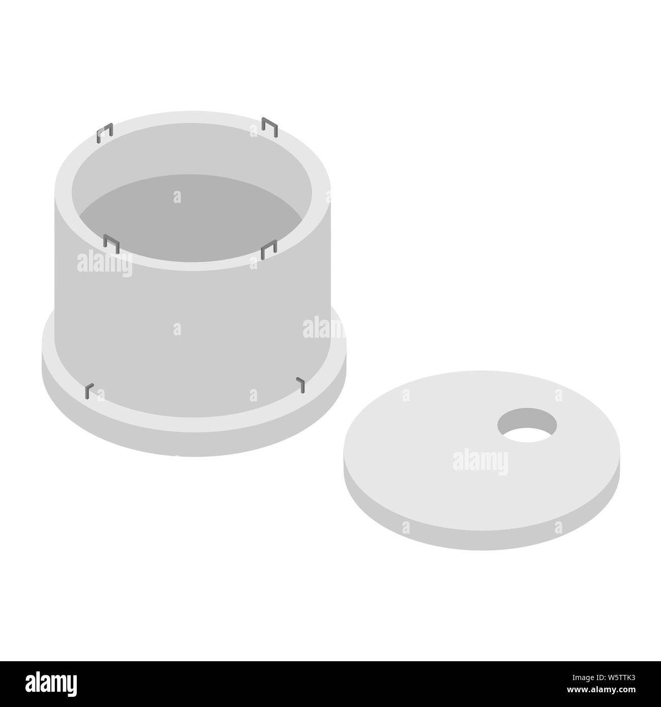 Concrete sewer ring, tube sewer manhole and cover for it isometric view ...