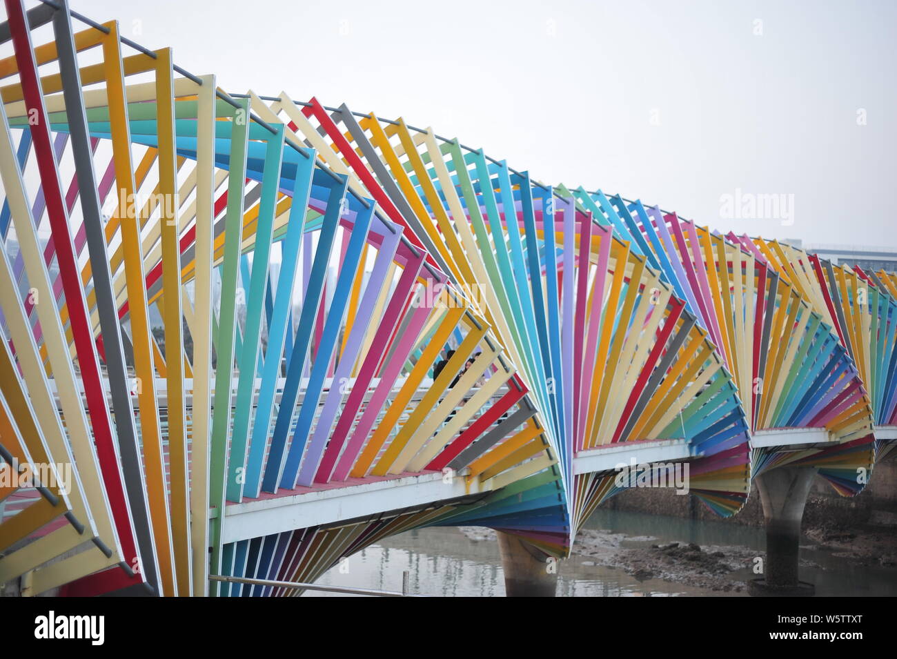 View of the Rainbow Bridge in the west of Qingdao, east China's ...