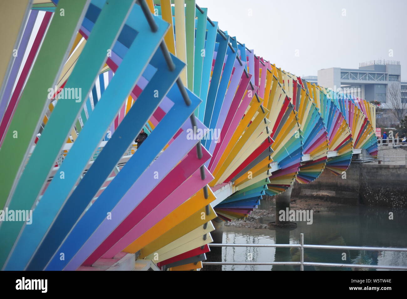 View of the Rainbow Bridge in the west of Qingdao, east China's ...