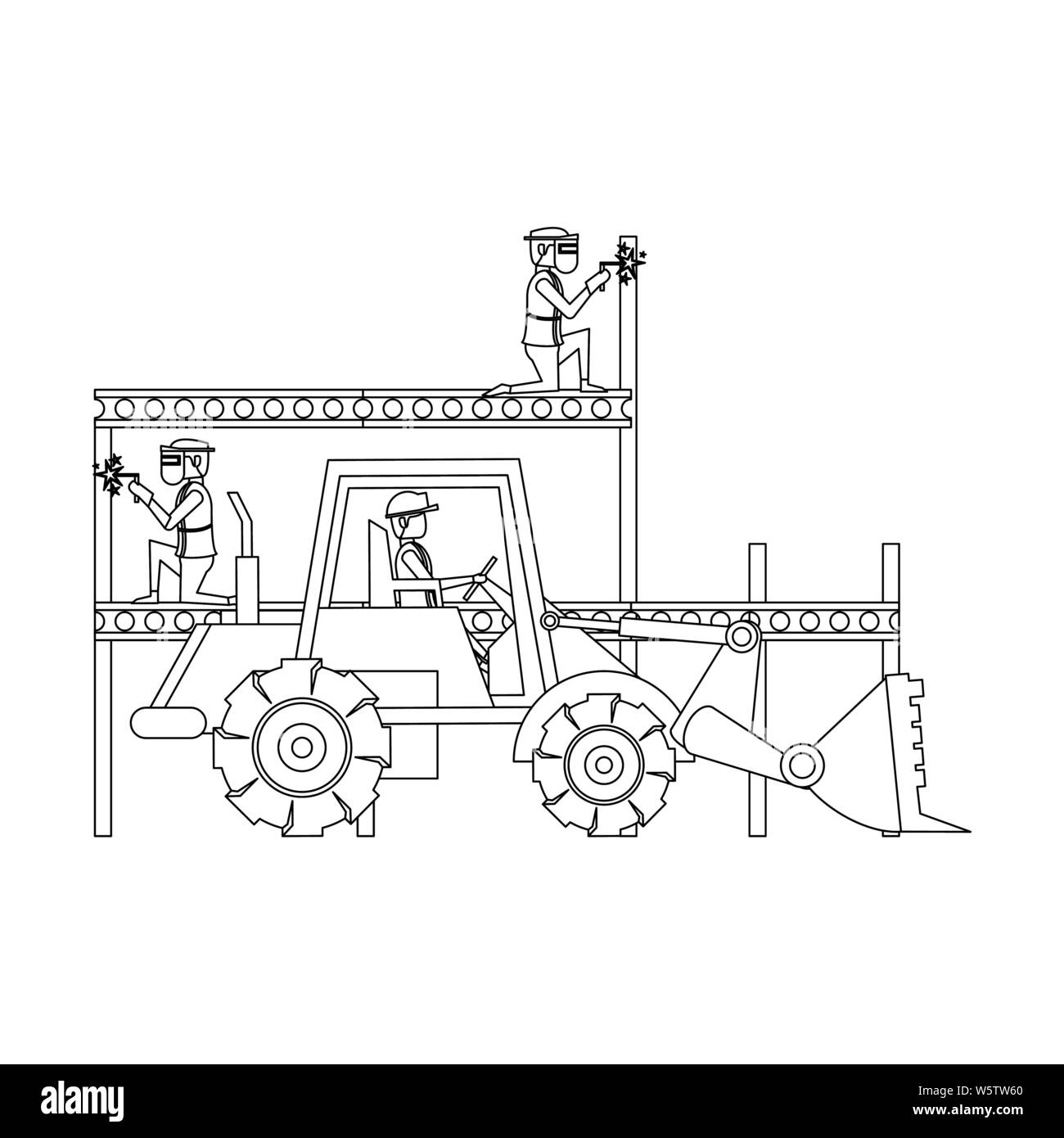 construction architectural engineering work cartoon in black and white ...