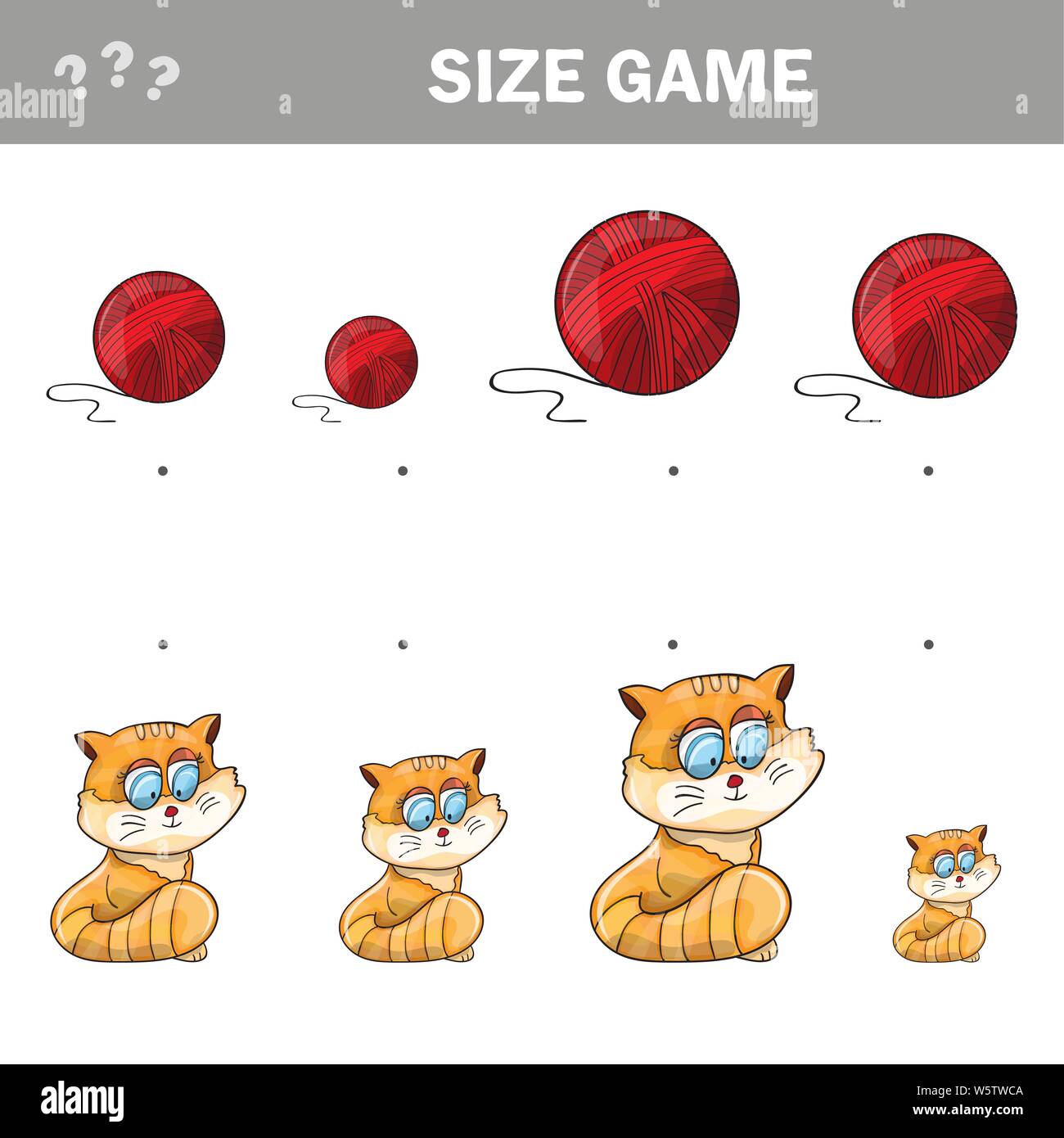 Matching children educational game. Match of cartoon cats and ball of ...