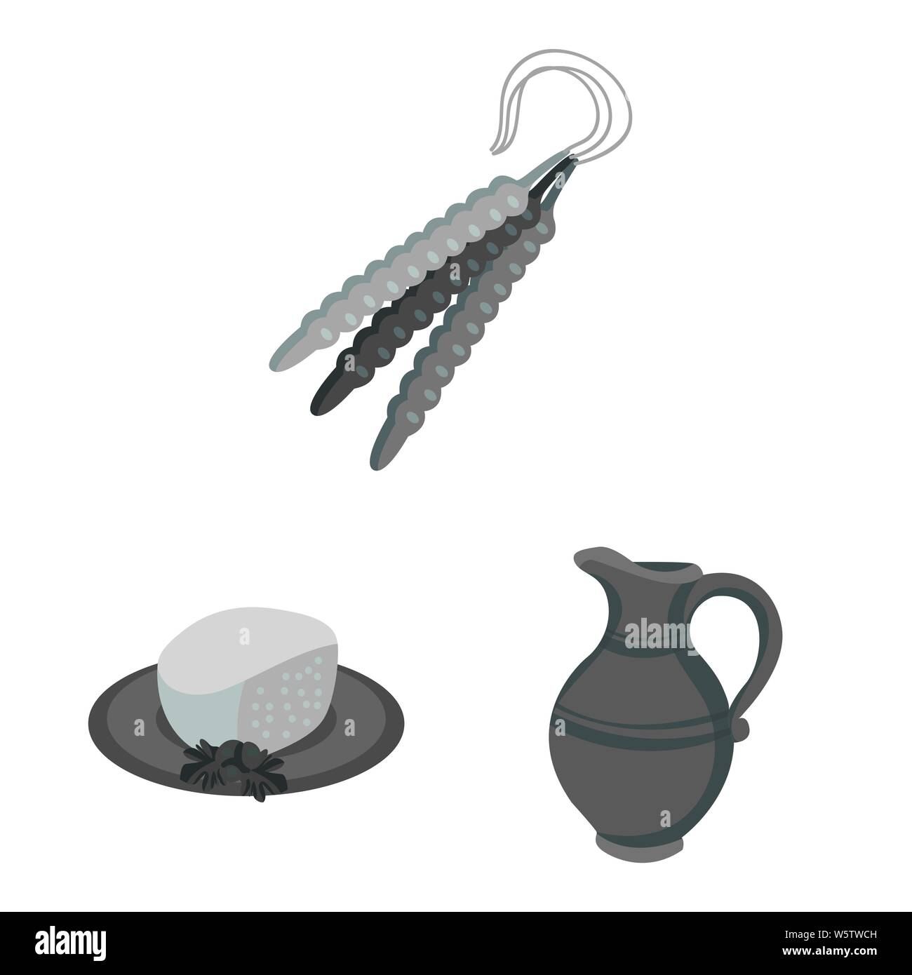 Vector design of attributes and tourism logo. Collection of attributes ...