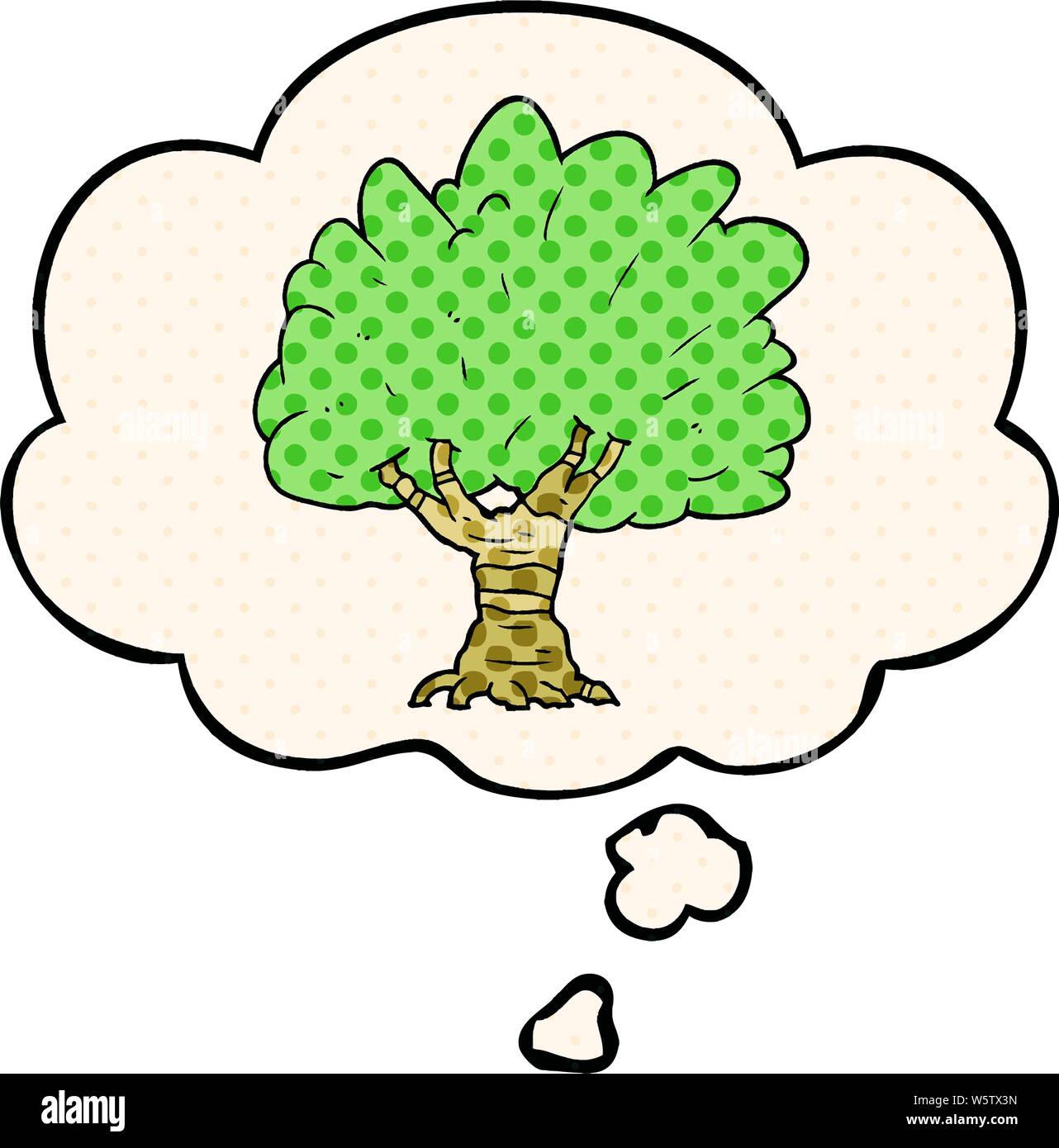 cartoon tree with thought bubble in comic book style Stock Vector Image ...