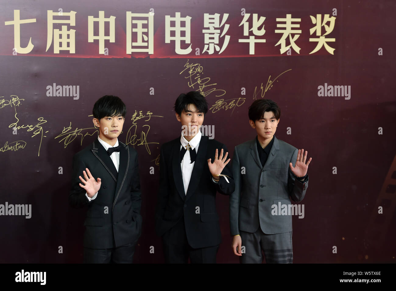 (From left) Jackson Yee or Yi Yangqianxi, Karry Wang or Wang Junkai, and Roy Wang or Wang Yuan ...