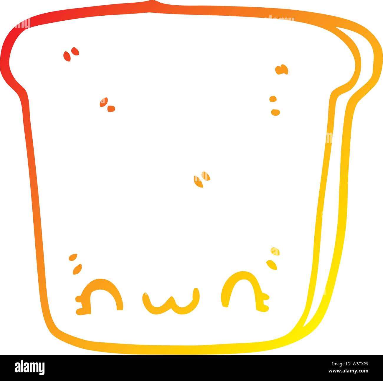 warm gradient line drawing of a cartoon slice of bread Stock Vector ...