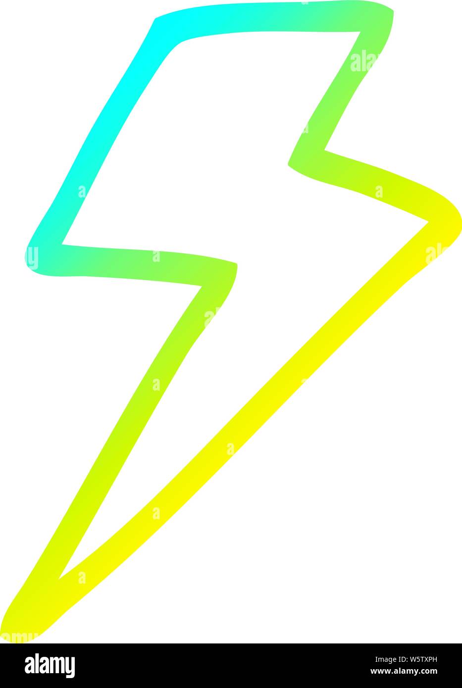 cold gradient line drawing of a cartoon lightning bolt Stock Vector ...