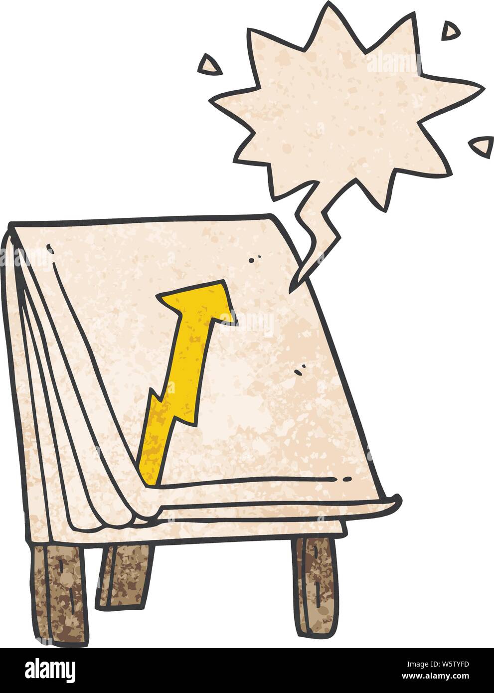 cartoon business chart with arrow with speech bubble in retro texture ...