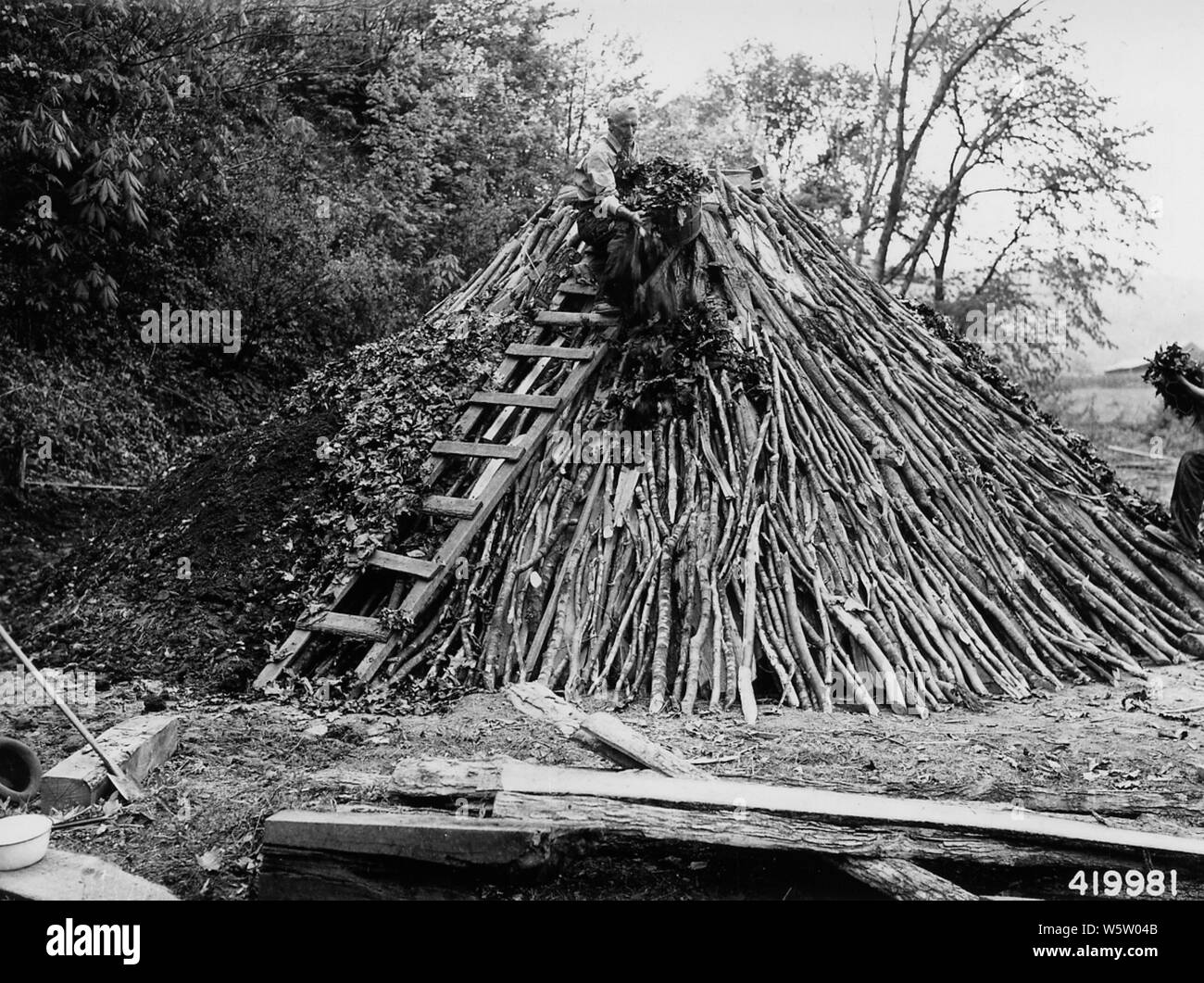 Photograph of Preparing a New Charcoal Pit for Firing; Scope and ...