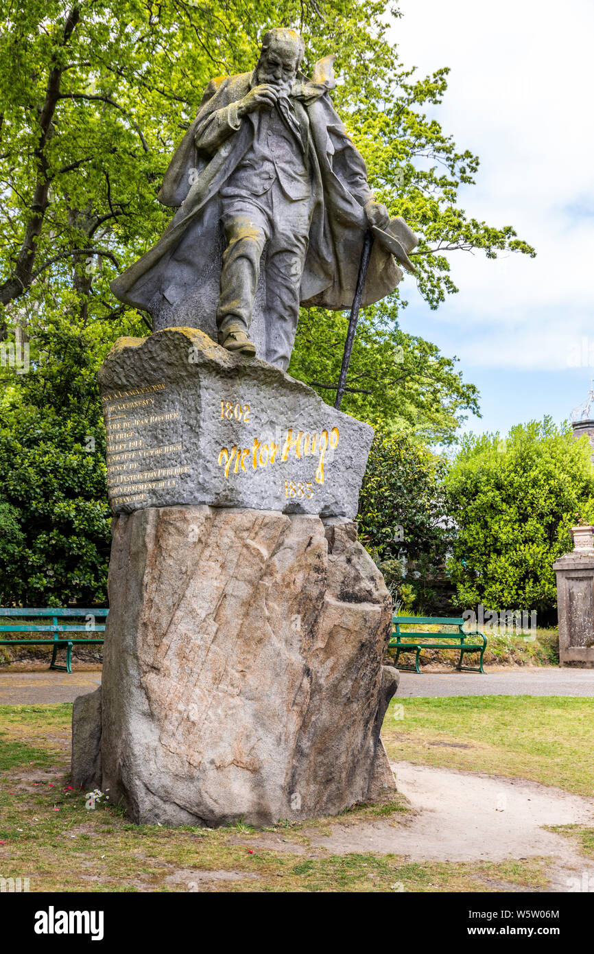 A statue of Victor Hugo in Candie Gardens, restored late 19th century ...