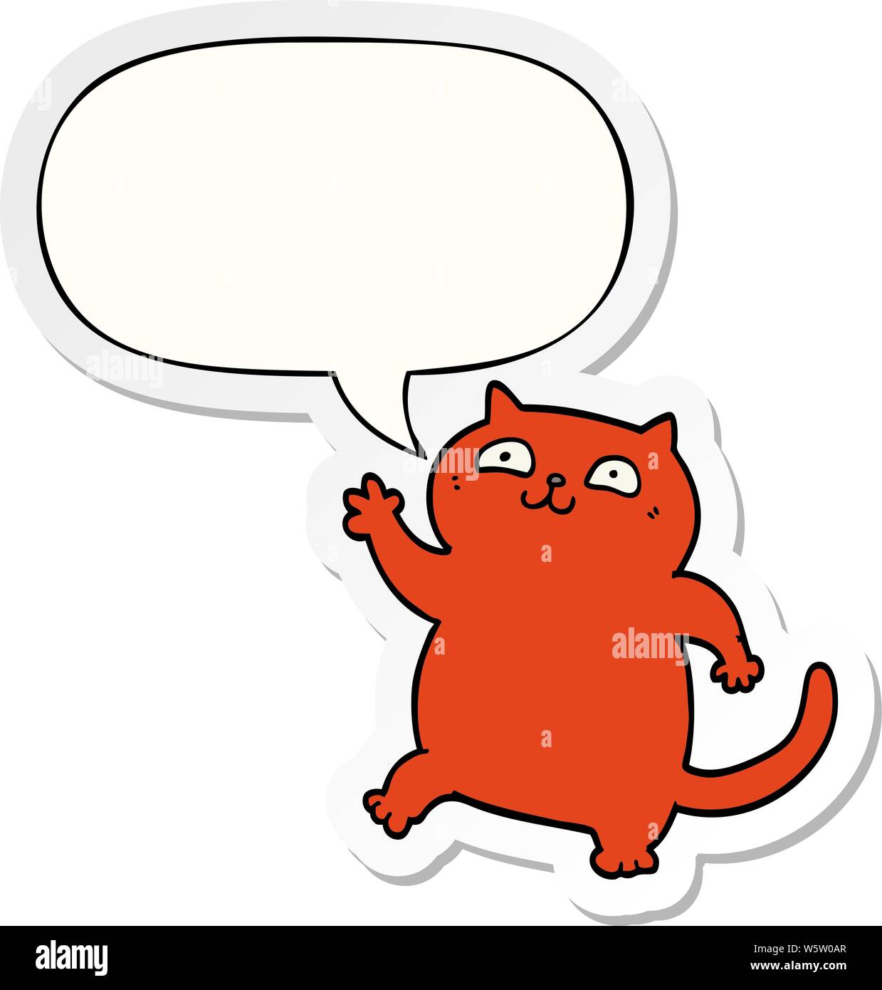 cartoon cat with speech bubble sticker Stock Vector Image & Art - Alamy