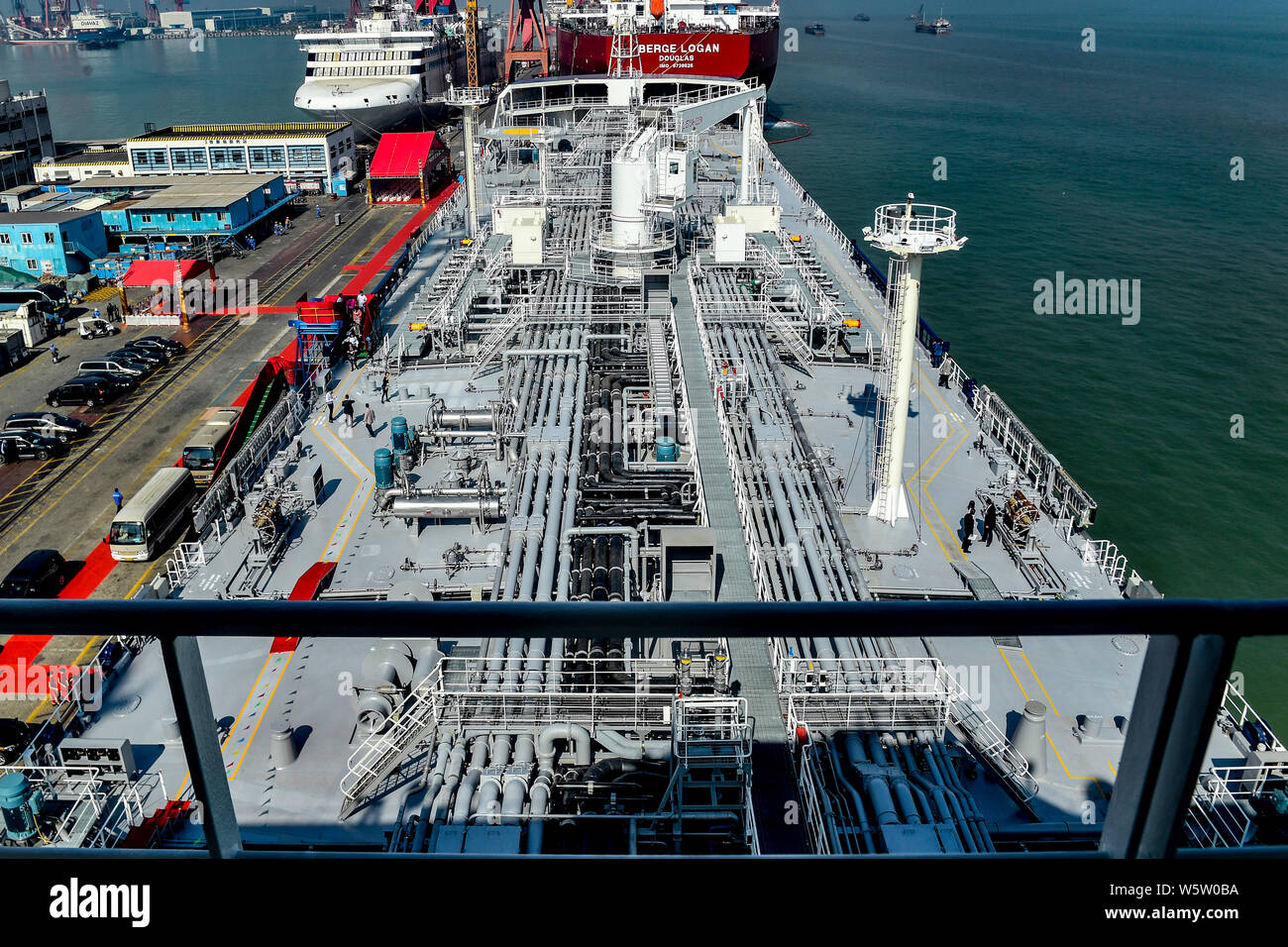 A view of the Arctic condensate tanker Boris Sokolov built for the ...