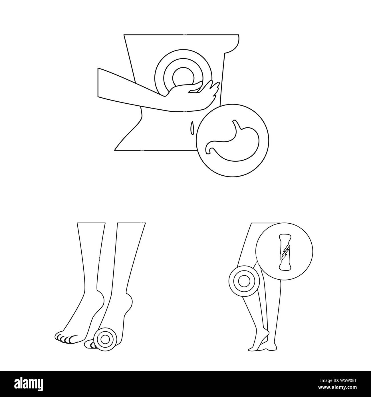 Isolated object of bone and inflammation icon. Collection of bone and ...
