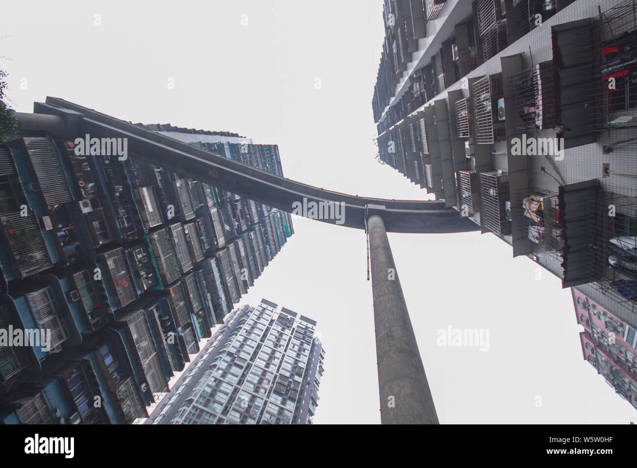A 40-meter-high pedestrian overpass supported by one concrete column ...