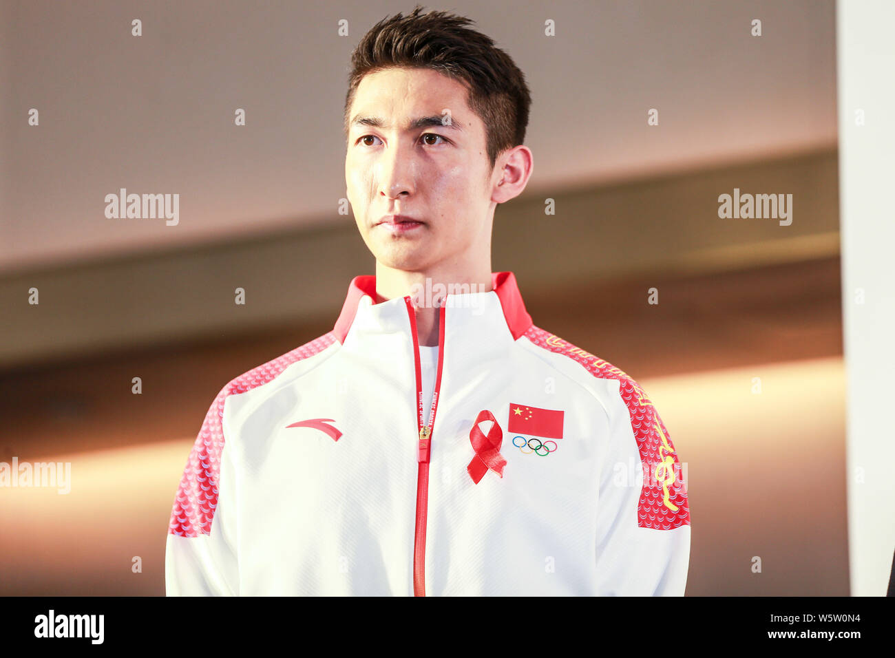 Chinese short track speed skater Wu Dajing, the winner of the men's 500 ...
