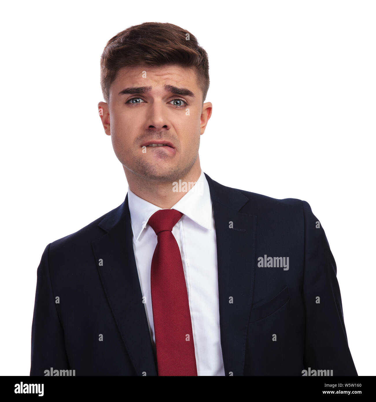 Biting lip anxious hi-res stock photography and images - Alamy