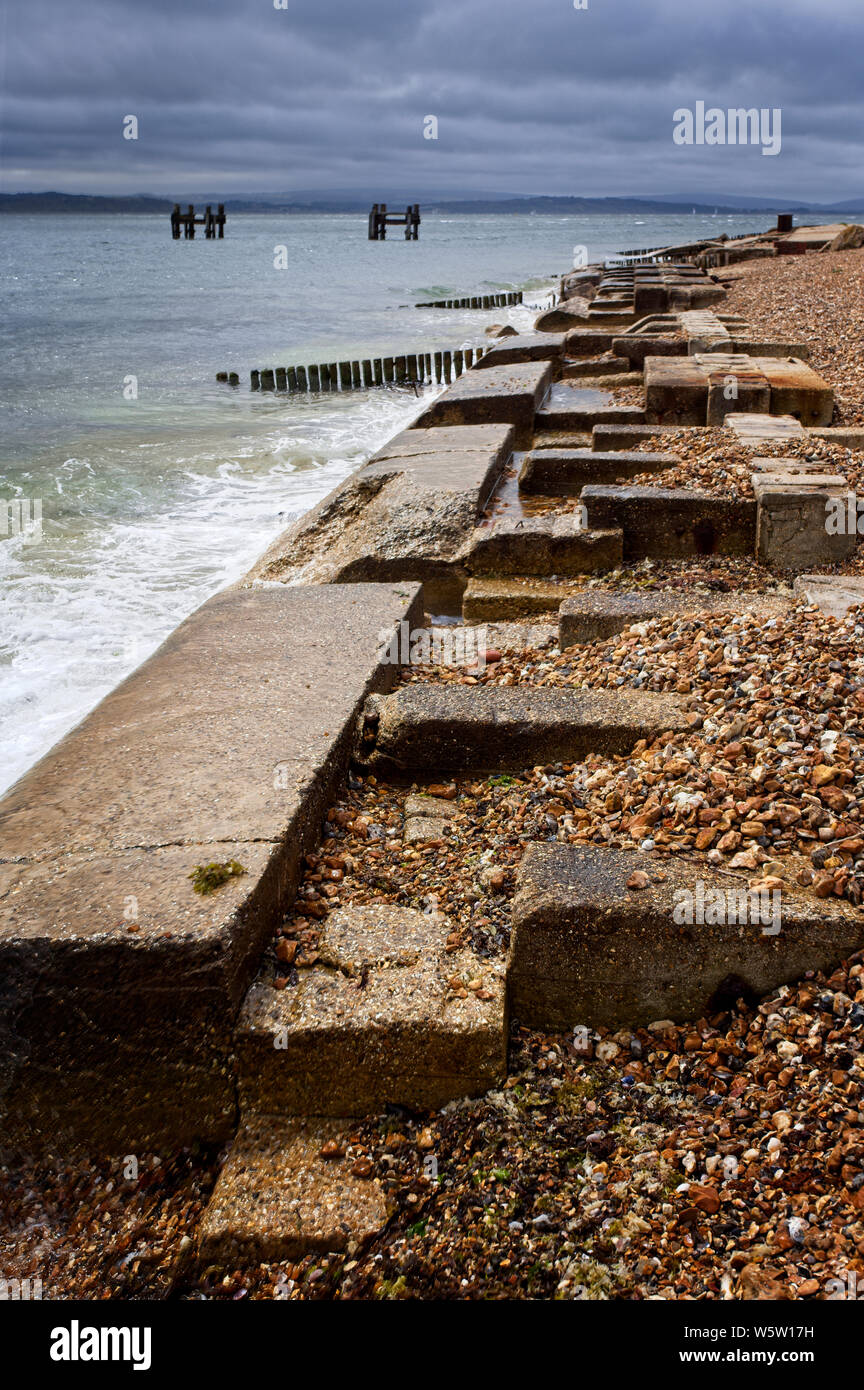 Ruins of the quay for loading landing craft for the historic D-Day ...