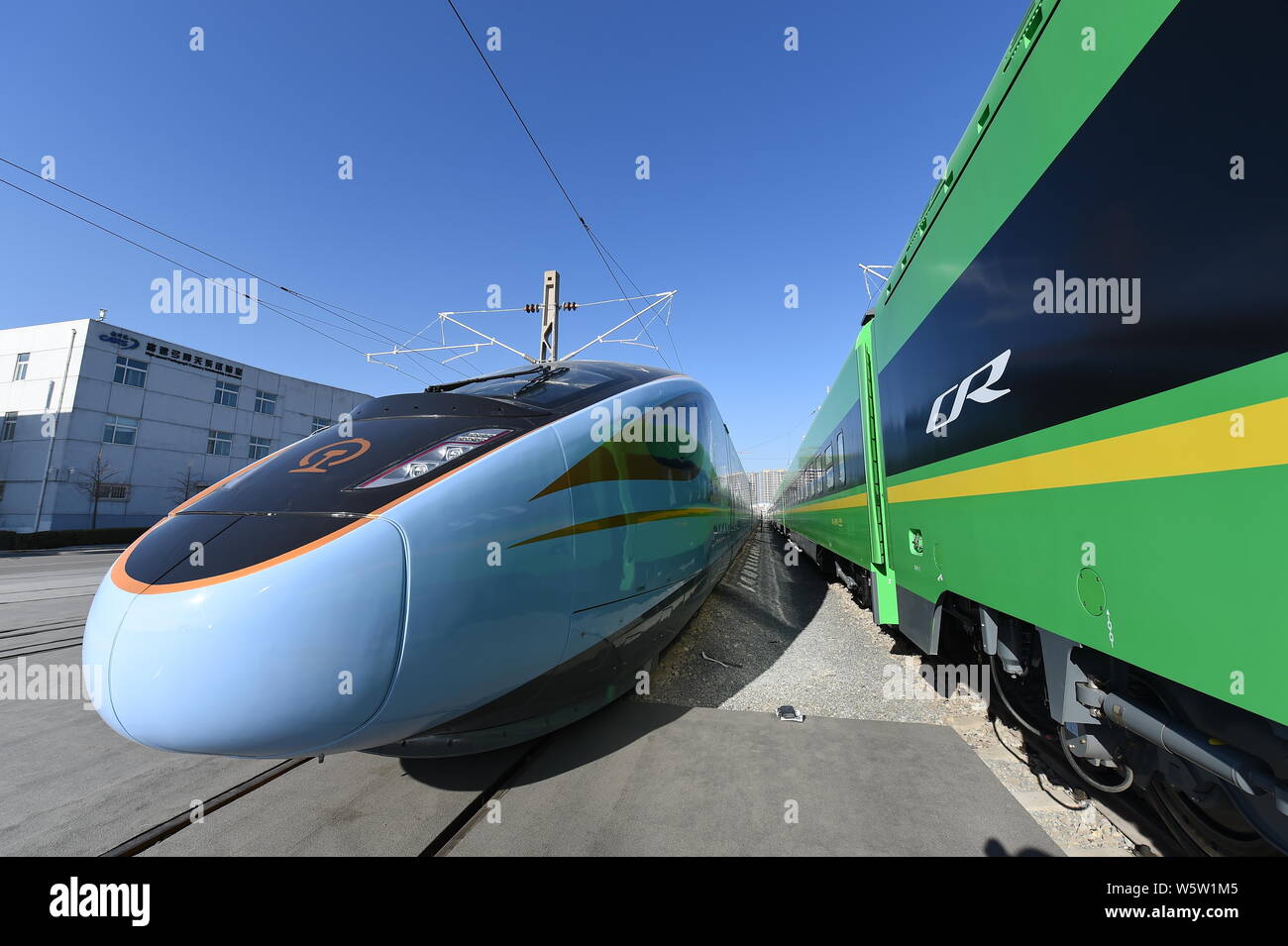 One of the newly developed Fuxing bullet trains is shown at an ...