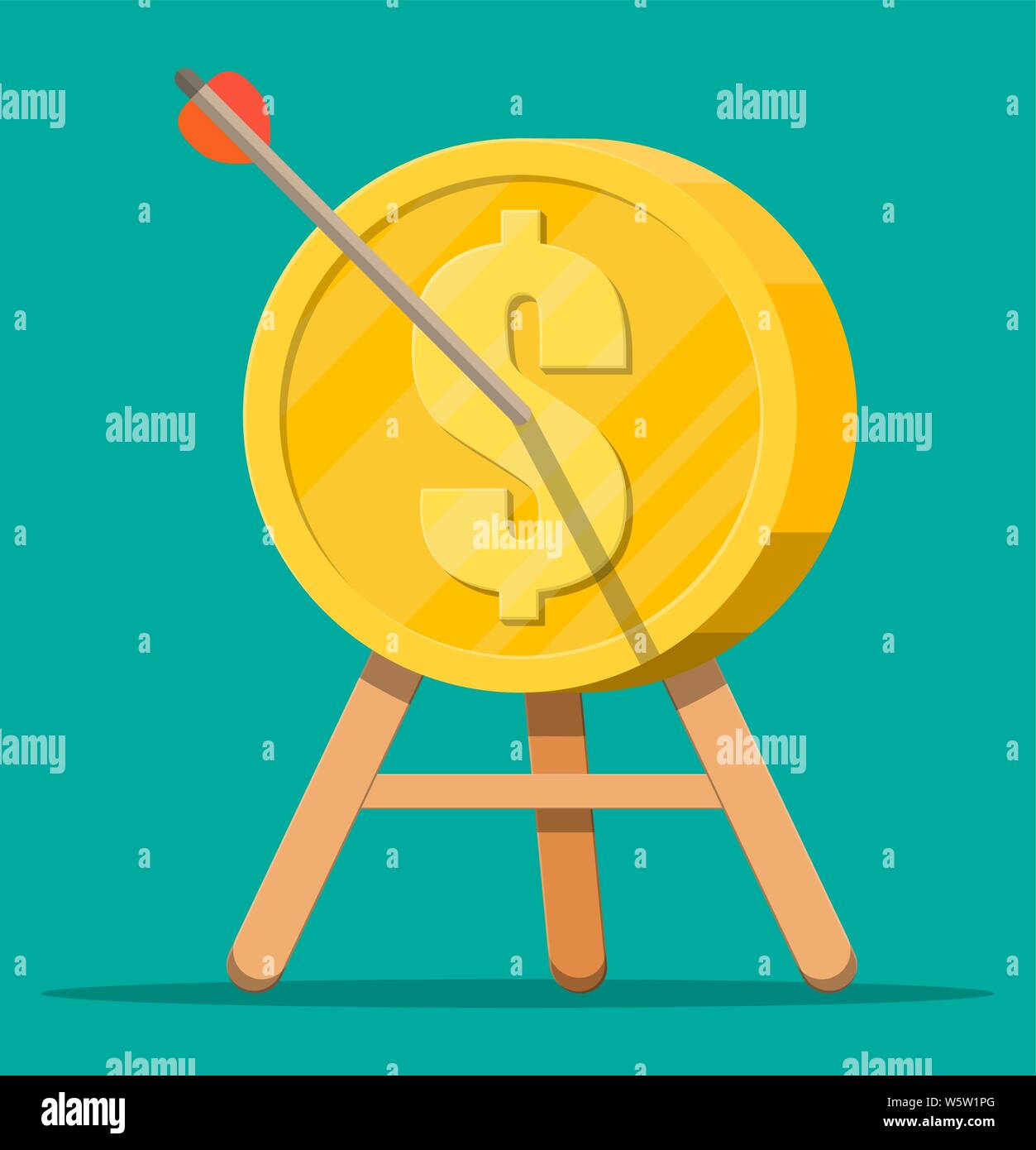 Arrow in coin target on tripod. Goal setting. Smart goal. Business ...
