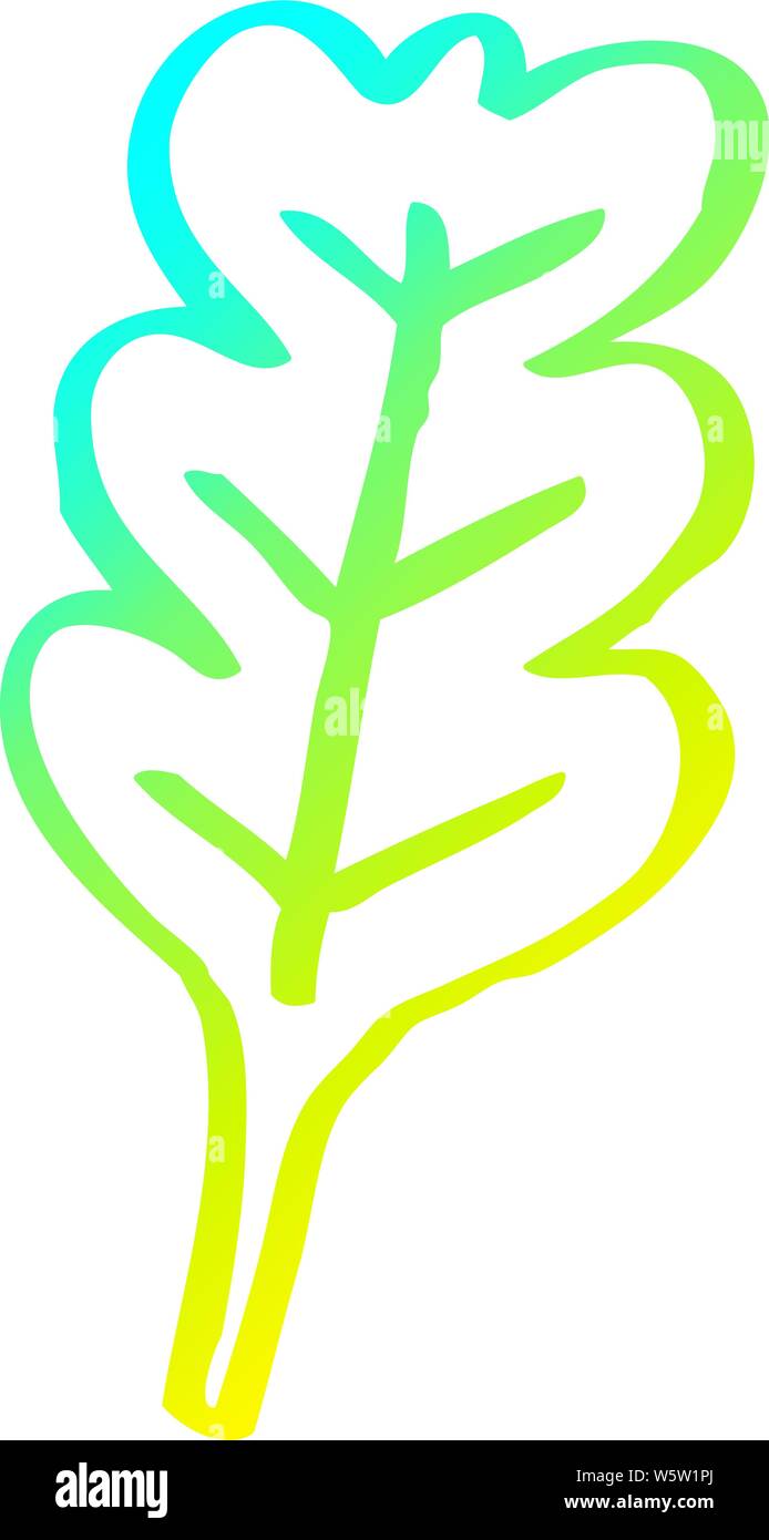 cold gradient line drawing of a cartoon oak leaf Stock Vector Image ...