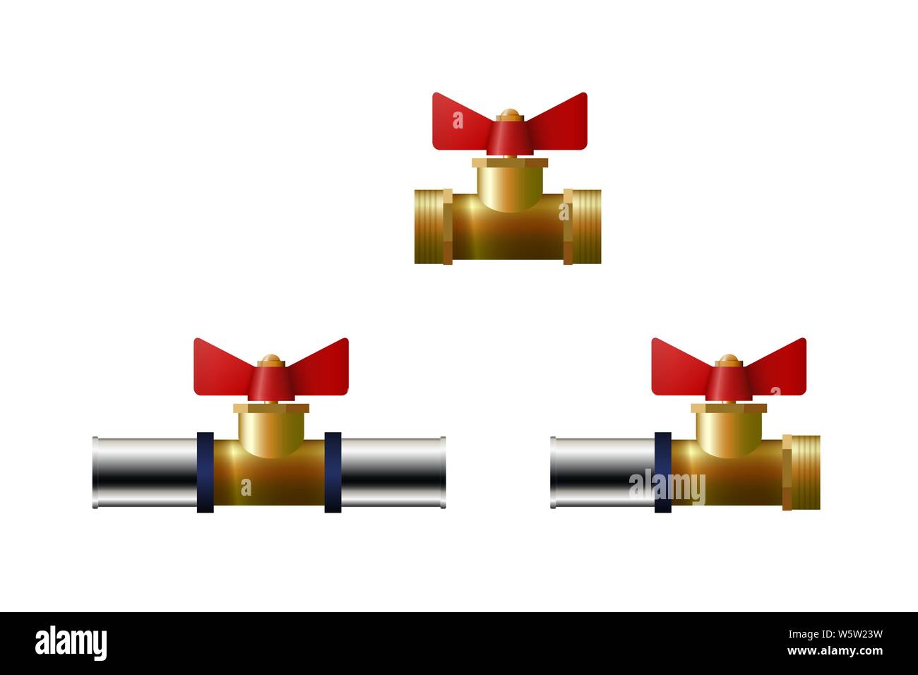 Faucet for pipe. Plastic tube different fittings set. Vector ...