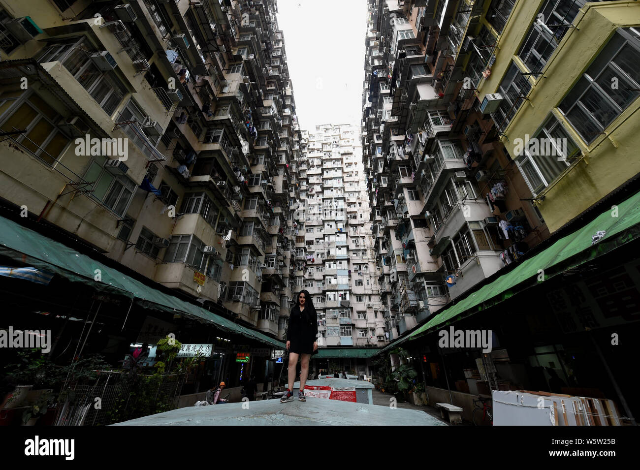 View of the Monster Building (Yik Cheong Building), one of Hong Kong's ...
