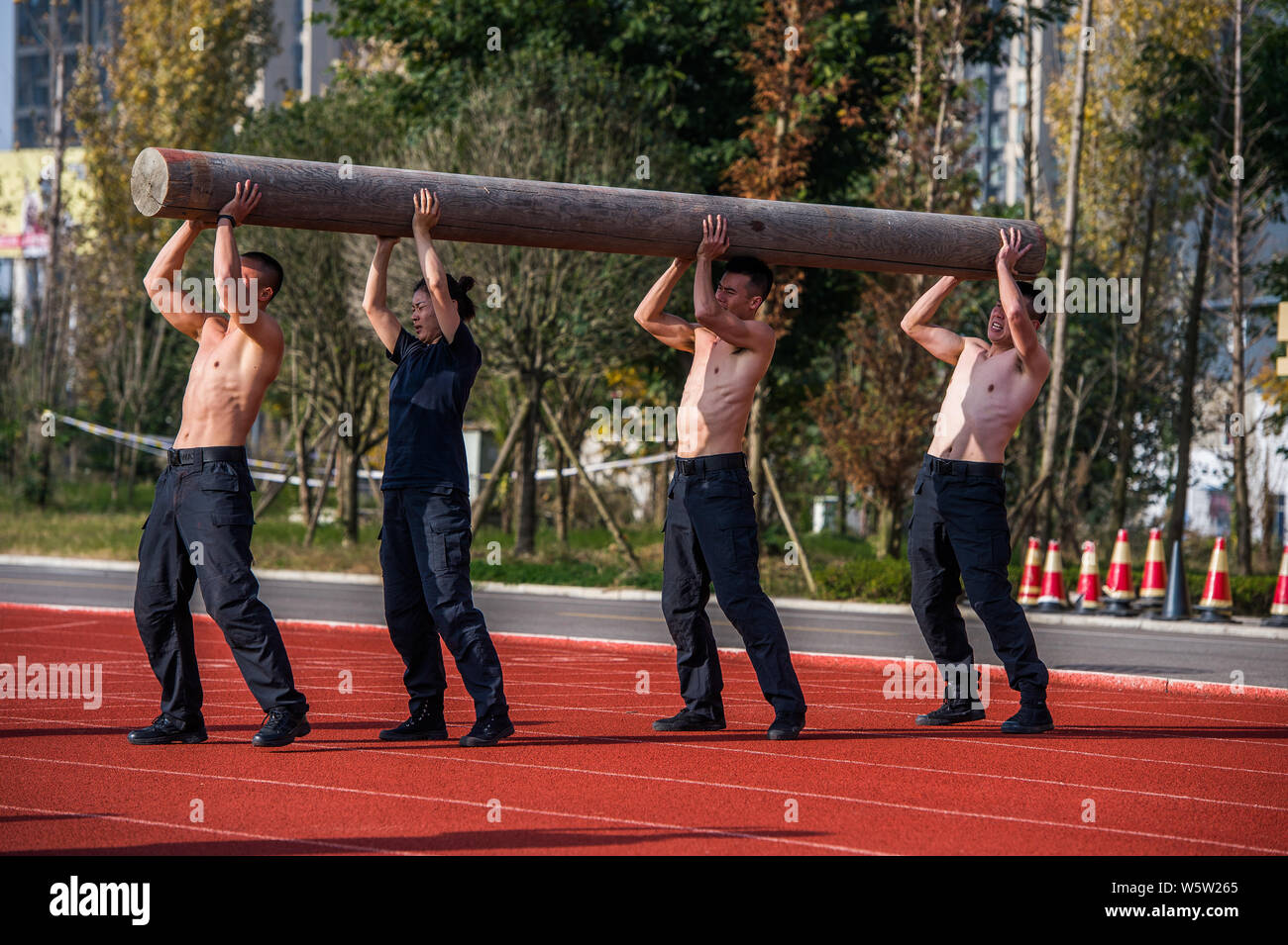 Members of the Chengdu Heibao SWAT team take part in a training session ...