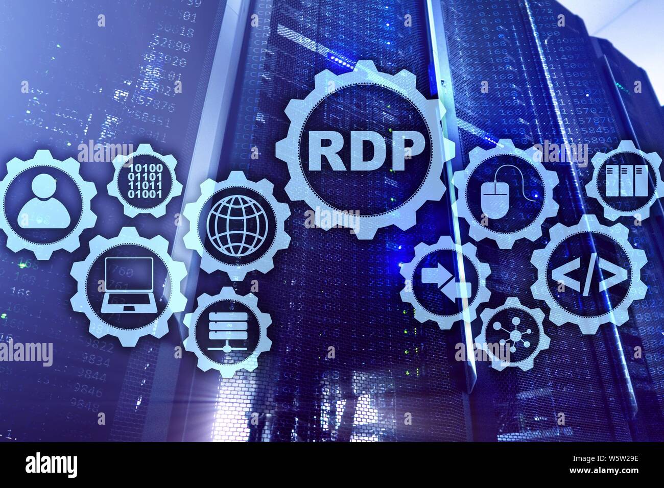 RDP Remote Desktop Protocol. Terminal Services. Server background Stock Photo - Alamy