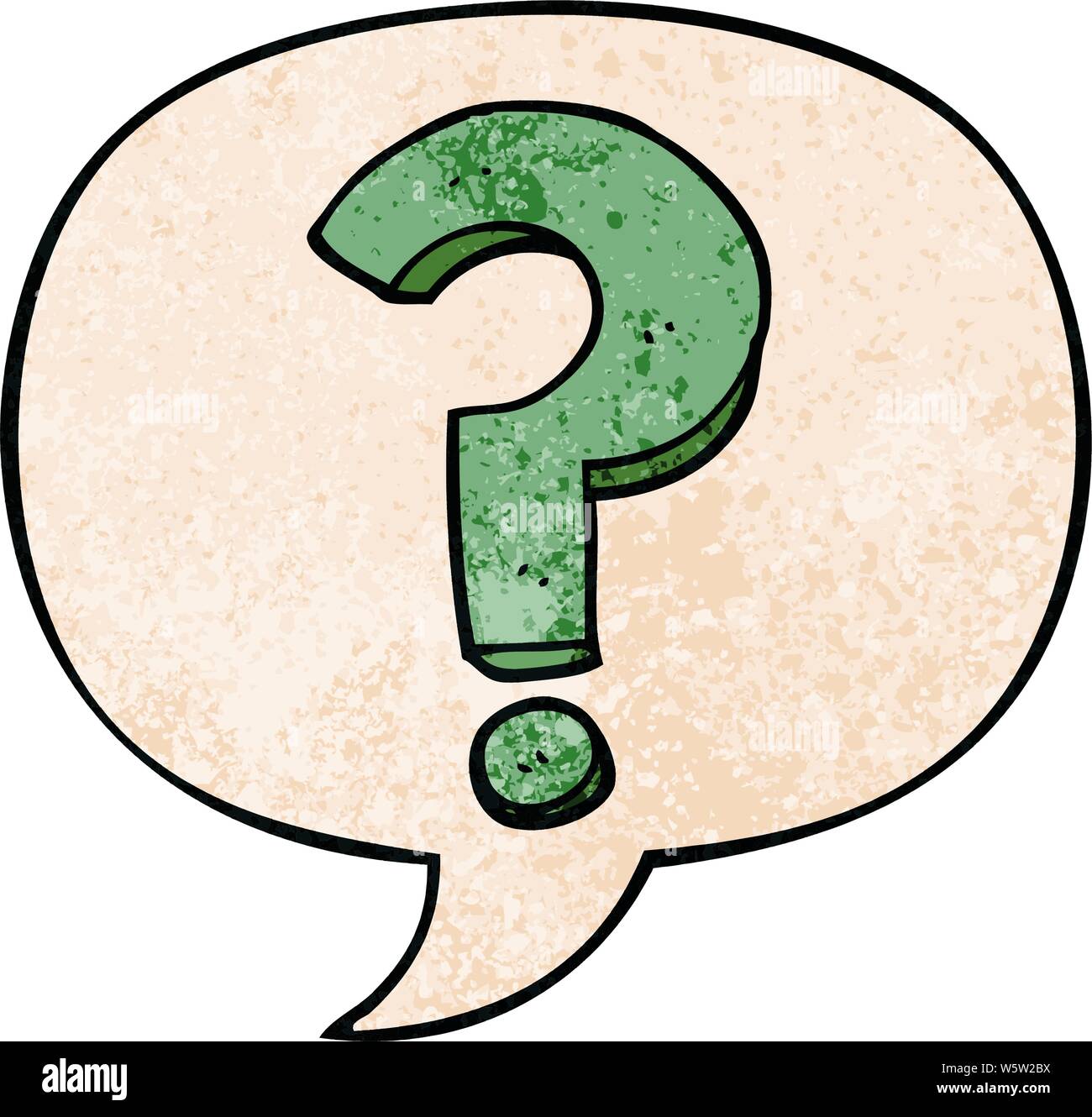 cartoon question mark with speech bubble in retro texture style Stock ...