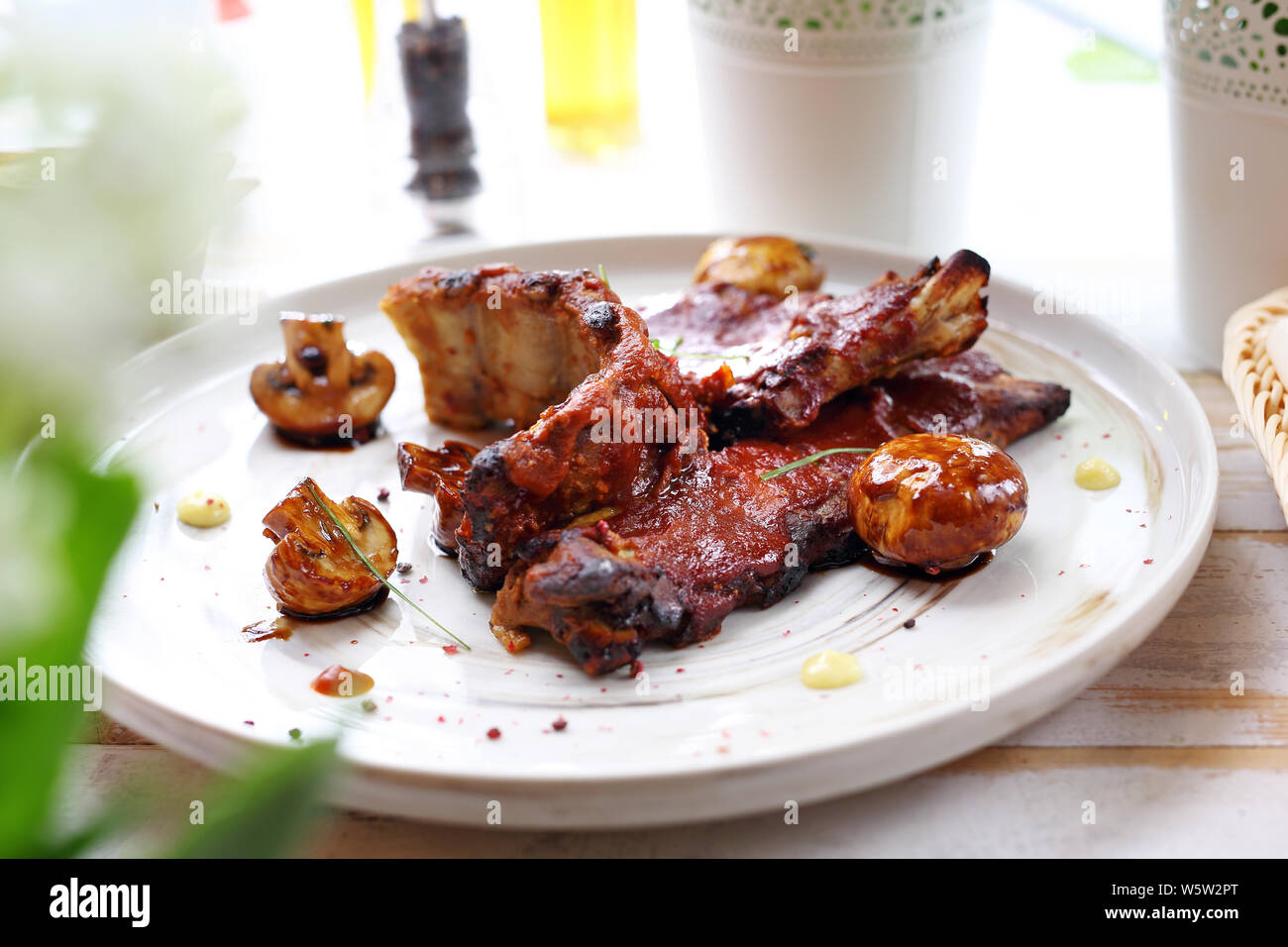 Barbeque ribs. Pork ribs in a bbq sauce Stock Photo - Alamy