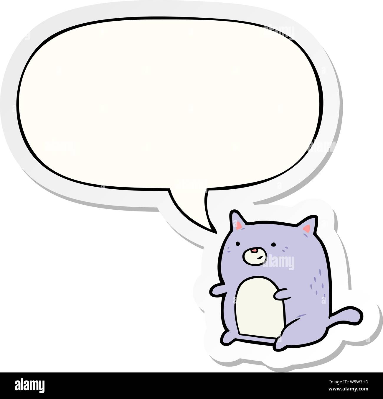cartoon cat with speech bubble sticker Stock Vector Image & Art - Alamy