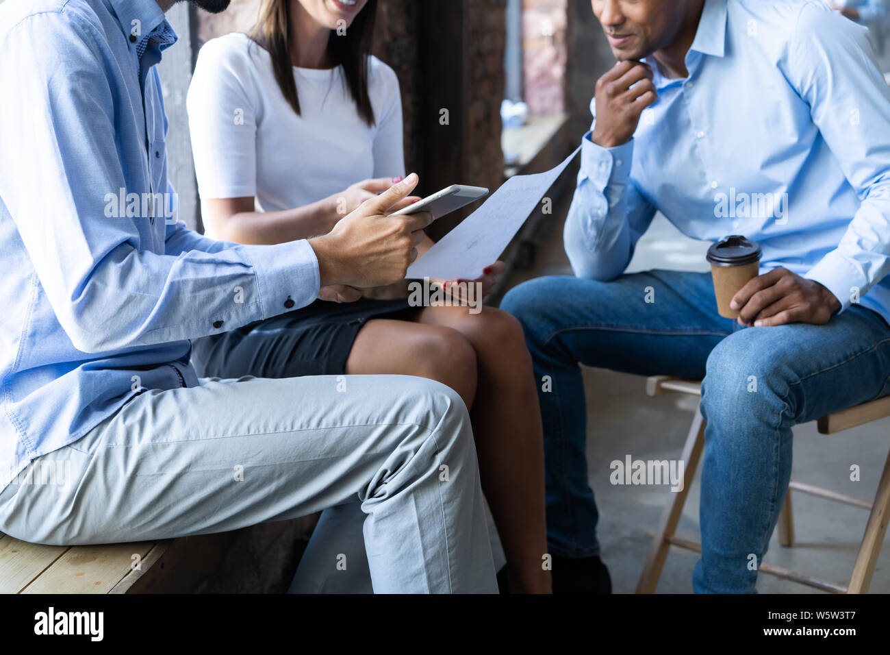 Full concentration at work. Corporate team working colleagues working ...