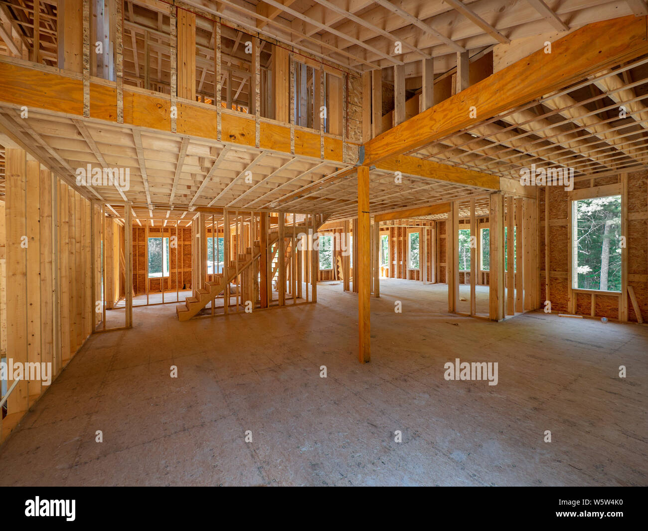 New house interior framing construction Stock Photo - Alamy