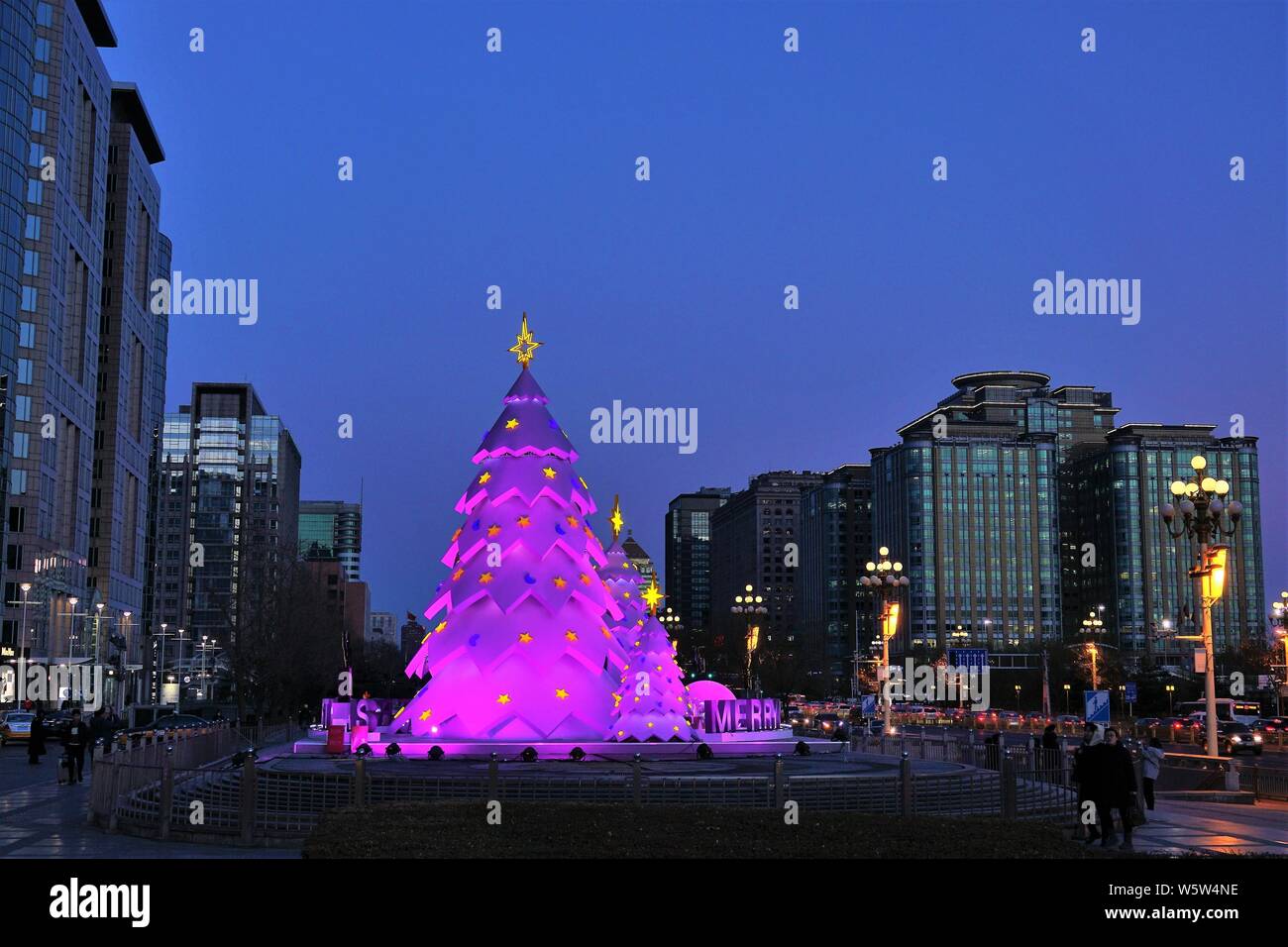 View of the Christmas trees to celebrate the upcoming Christmas at the ...