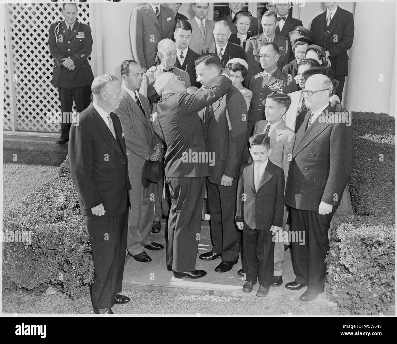 Photograph of President Truman decorating Colonel Justice M. Chambers ...