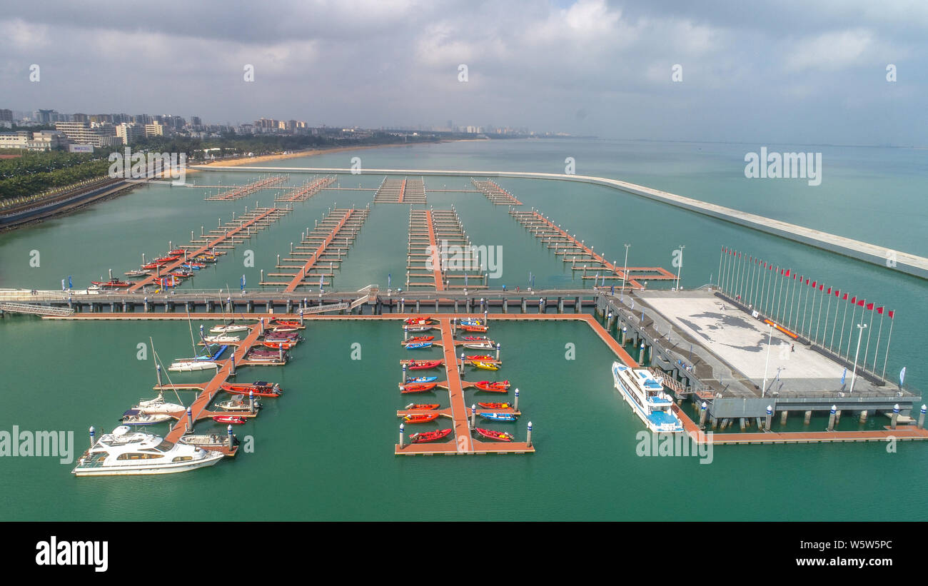 Aerial view of the Haikou National Sailing Base, Asia's largest sailing ...