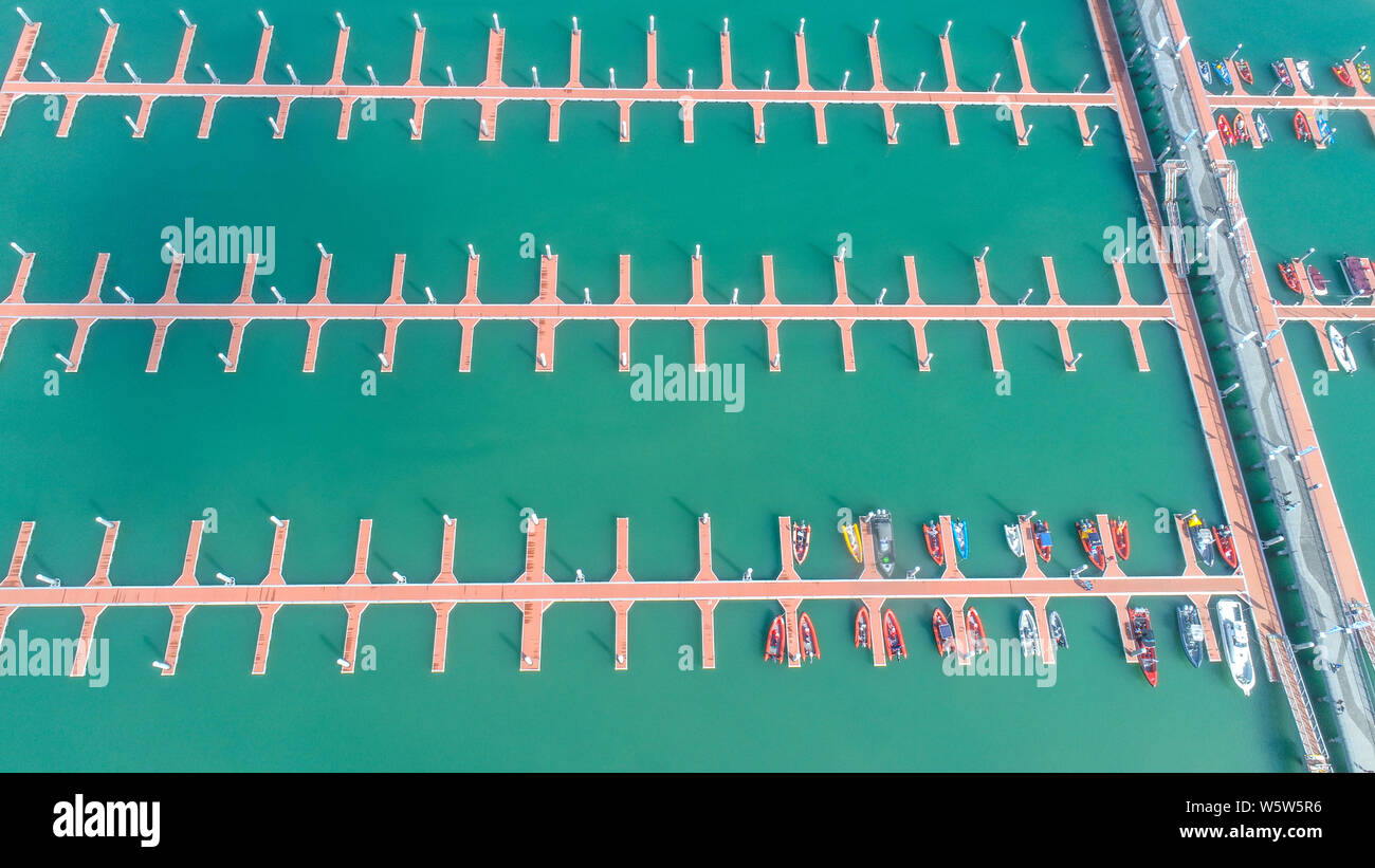 Aerial view of the Haikou National Sailing Base, Asia's largest sailing ...