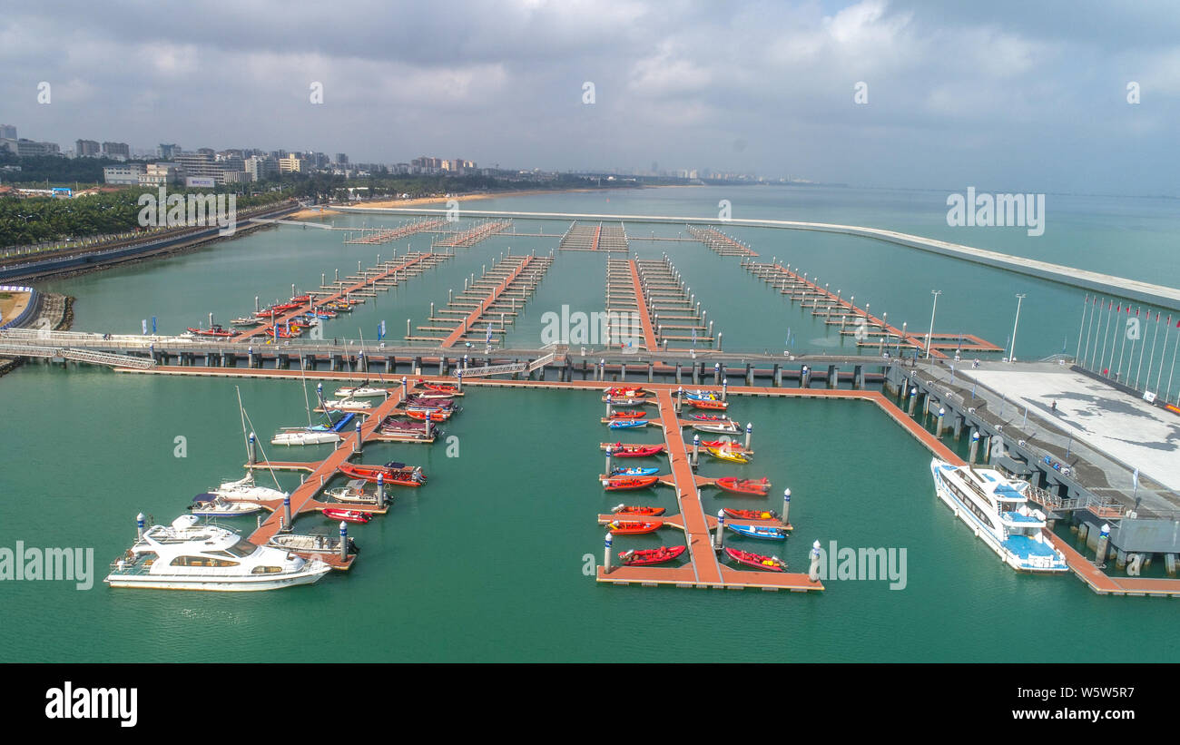 Aerial view of the Haikou National Sailing Base, Asia's largest sailing ...