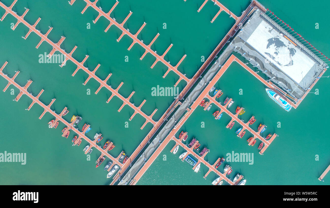 Aerial view of the Haikou National Sailing Base, Asia's largest sailing ...