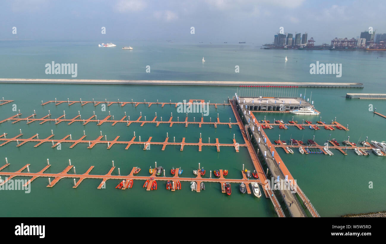Aerial view of the Haikou National Sailing Base, Asia's largest sailing ...