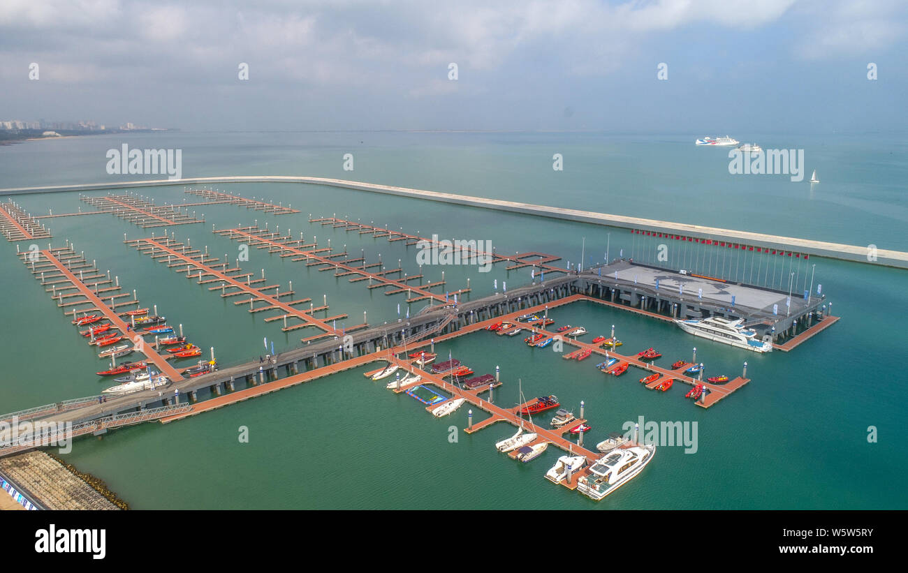 Aerial view of the Haikou National Sailing Base, Asia's largest sailing ...