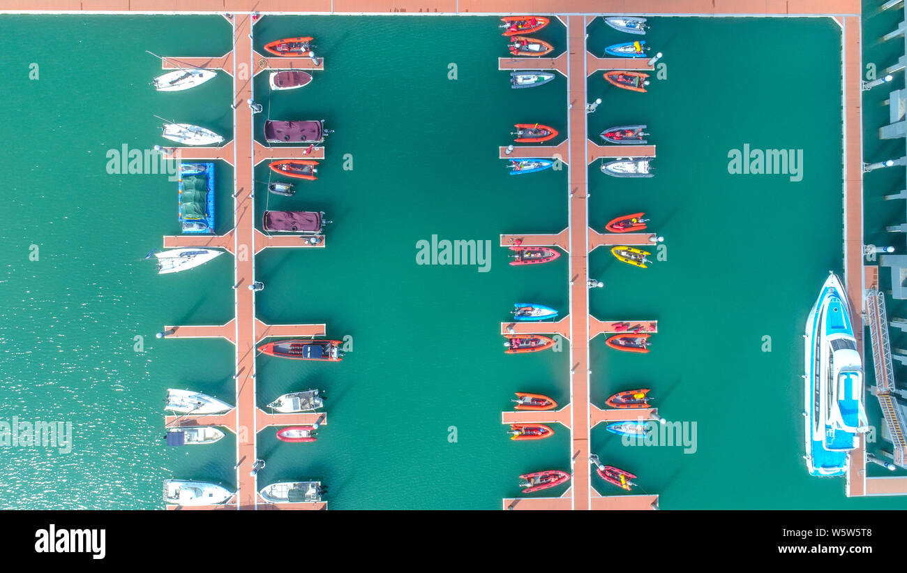 Aerial view of the Haikou National Sailing Base, Asia's largest sailing ...