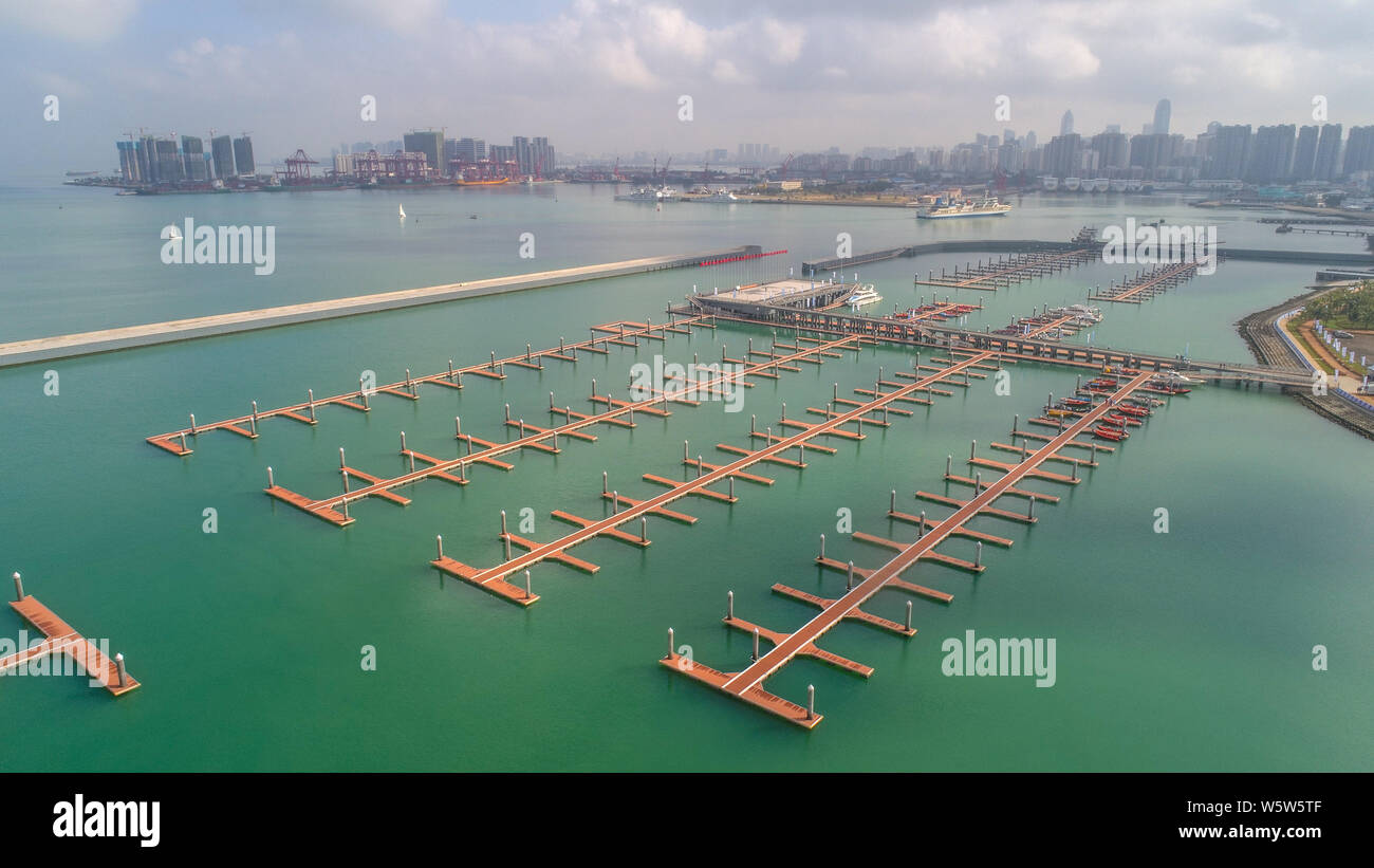 Aerial view of the Haikou National Sailing Base, Asia's largest sailing ...